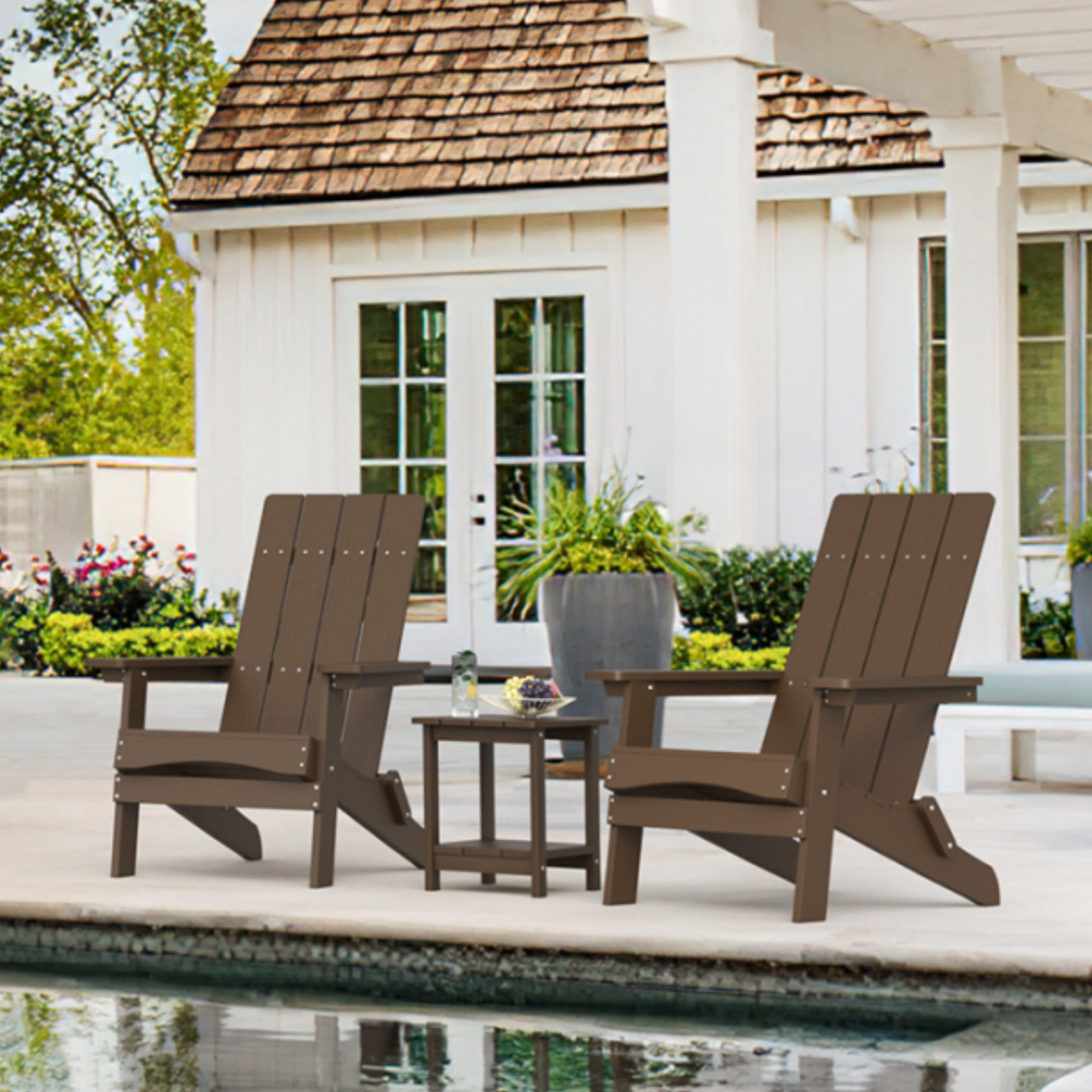 Carolayne Set of 2 Folding Adirondack Chairs, Weather Resistant HDPS ...