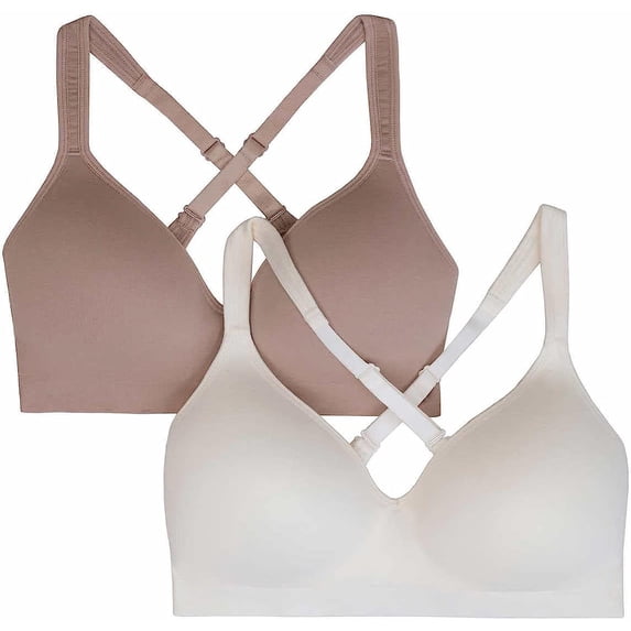 Carole Hochman Seamless Bra Wire Free Molded Cups 2Pack Bark/Cloud ...