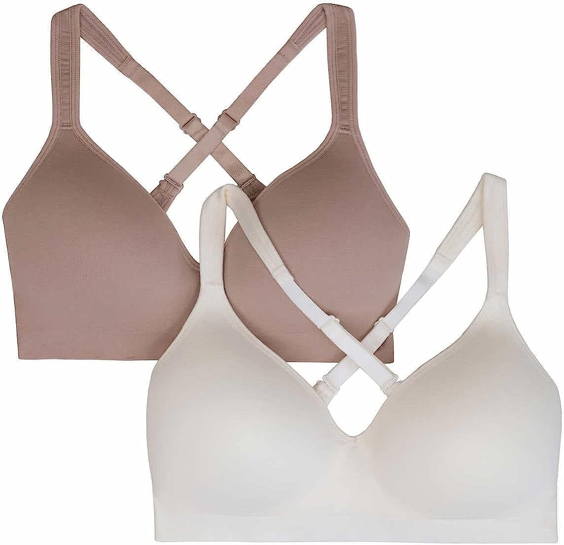 Carole Hochman Seamless Bra Wire Free Molded Cups 2Pack Bark/Cloud XS ...