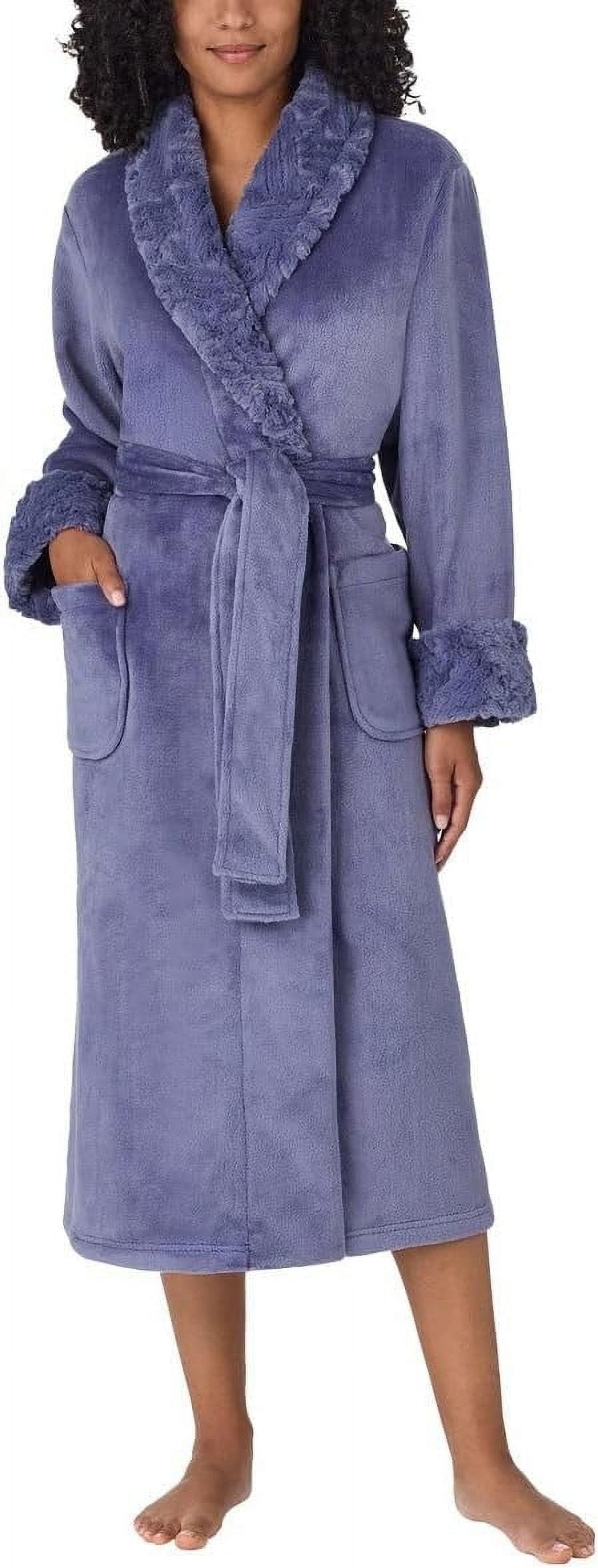 Carole Hochman Women's Shawl Collar Plush Robe (Indigo Undertone,3X ...