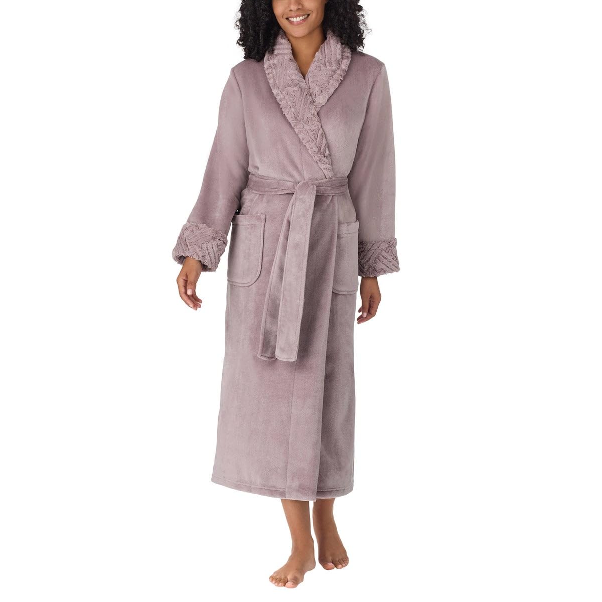 Carole Hochman Women's Shawl Collar Plush Robe (Lavender Undertone ...