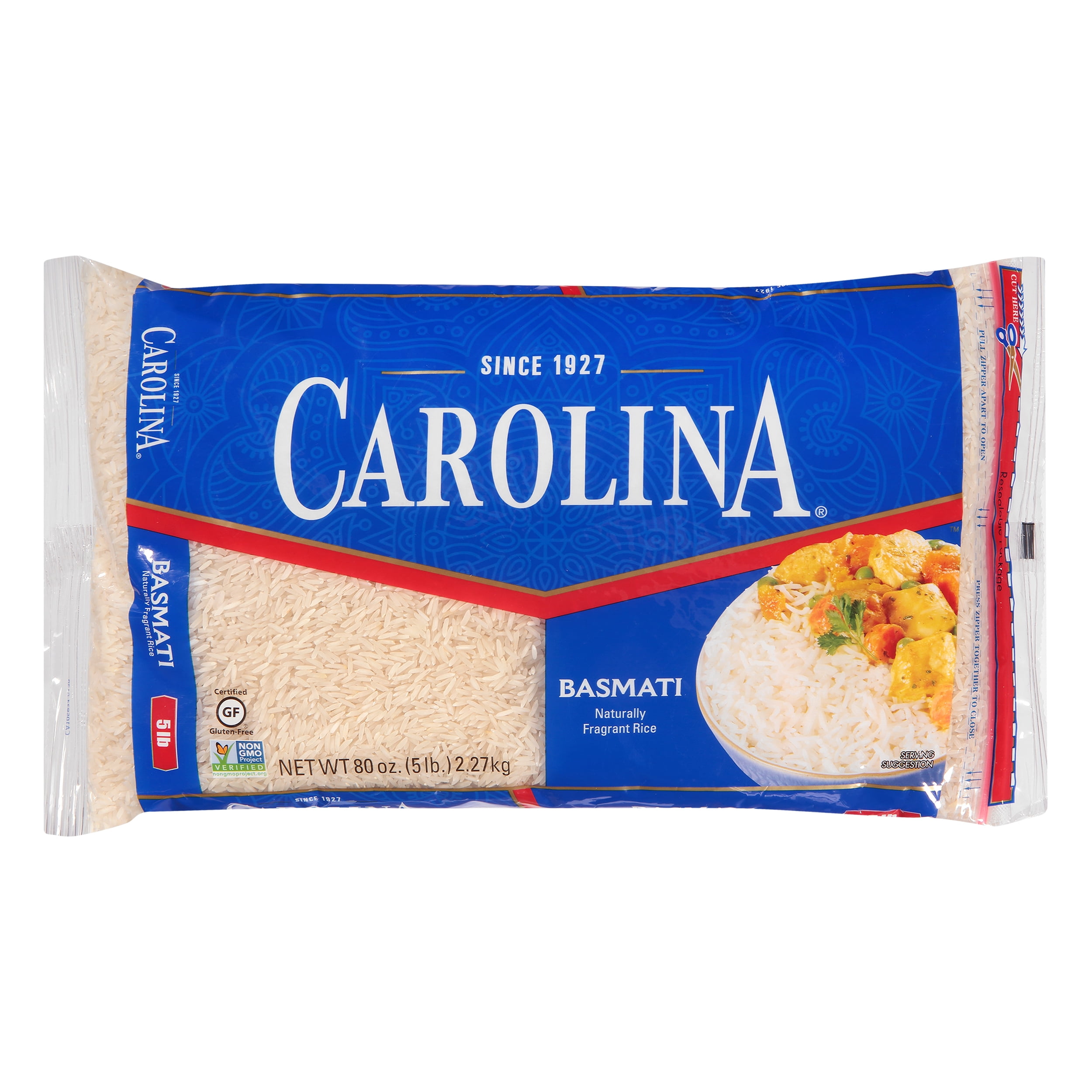 Carolina Basmati Rice, Long Grain Naturally Fragrant Rice, 5 lb Bag ...