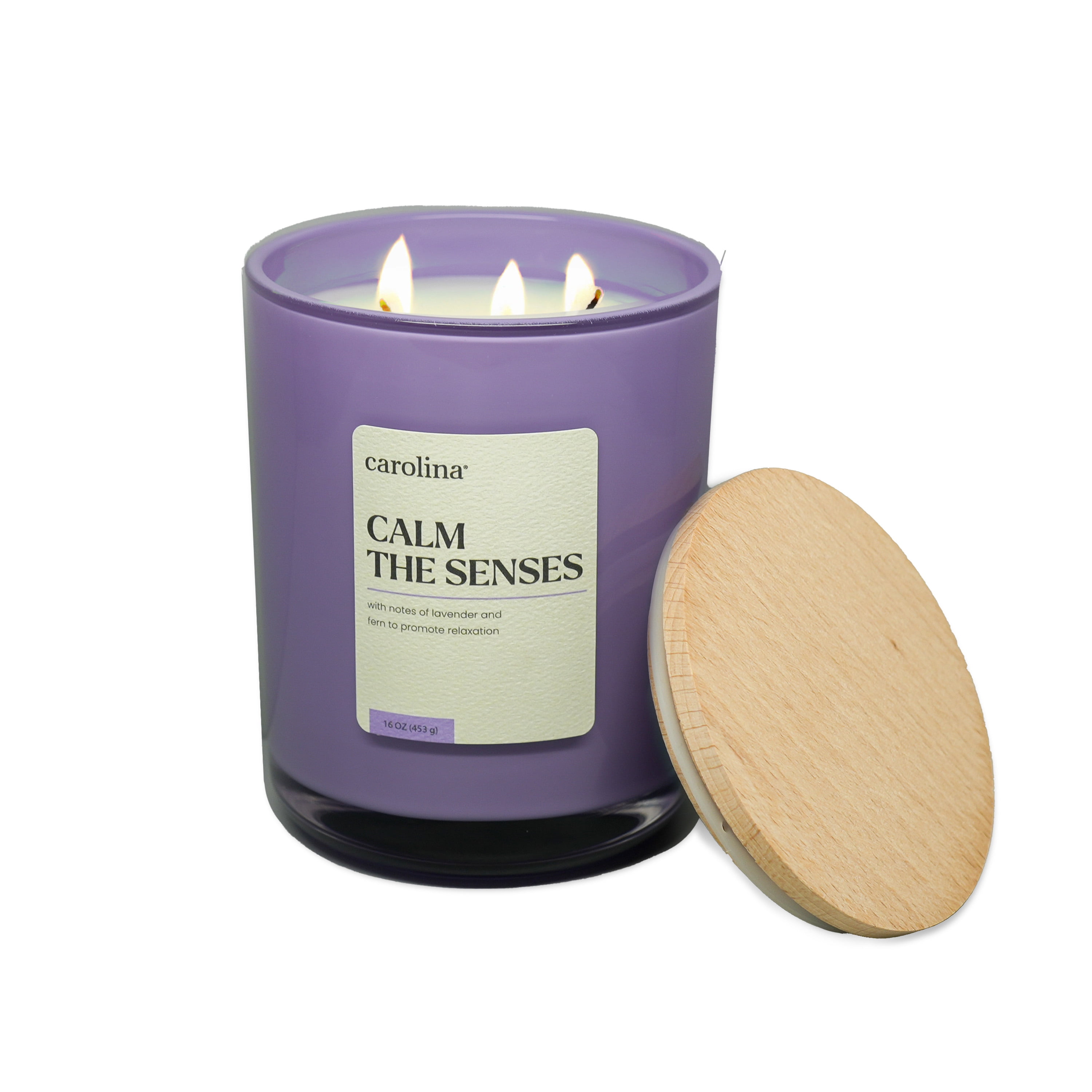 Carolina Candle Wellness 3-Wick Scented Jar Candle, Calm the Senses, 16 oz, 60h Burn, Floral ...