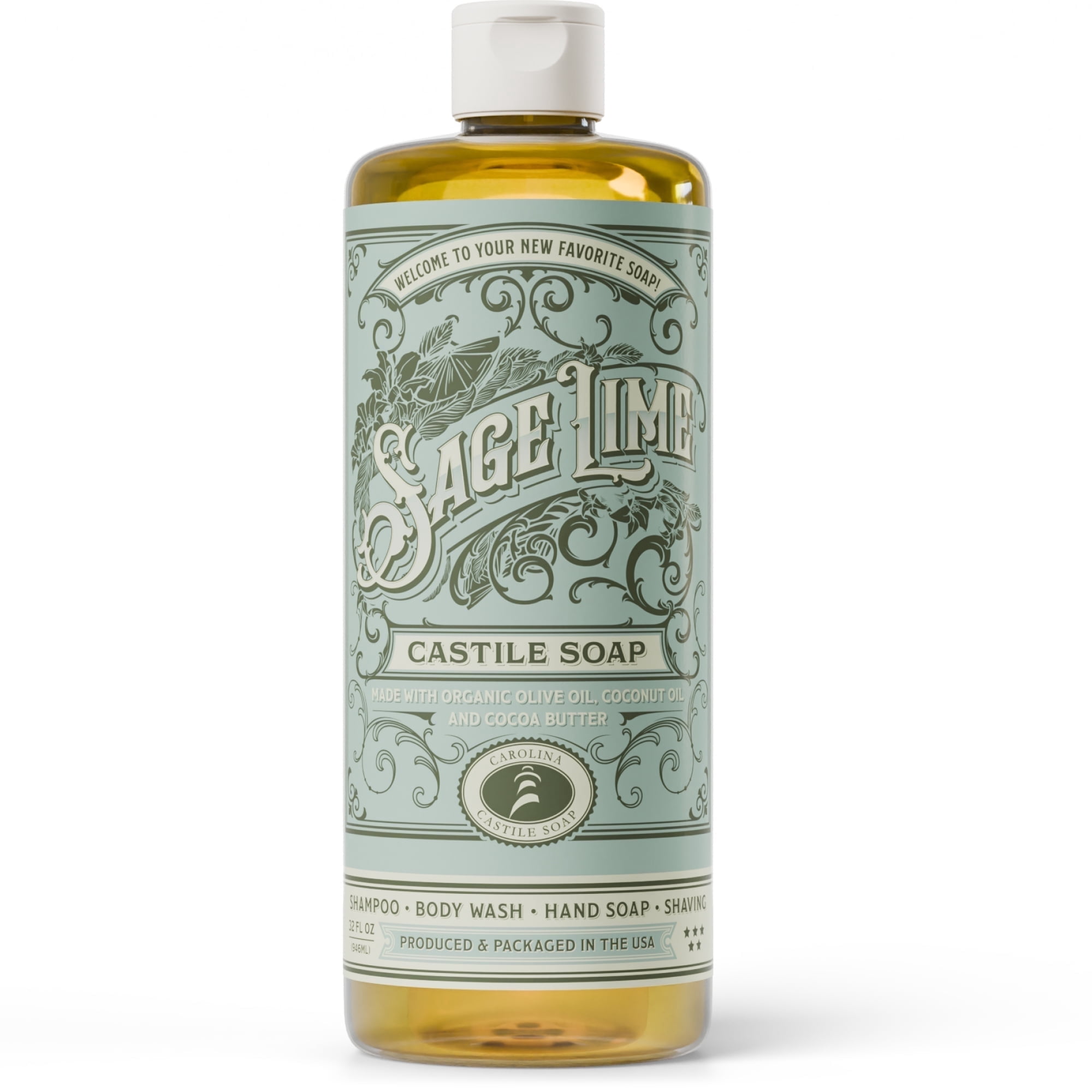 Carolina Castile Sage Lime Castile Soap Liquid - 32 oz - Made with ...