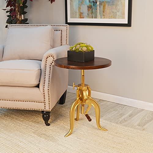 Carolina Chair & Table Adjustable Hand Crank 18" Wooden Top Rustic Side ...