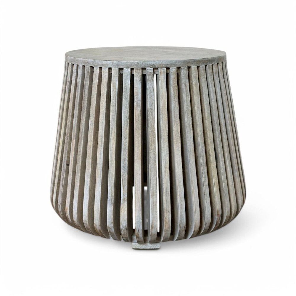 Carolina Chair & Table Cascade 24"x21" Slatted Bell Shaped Side Table - Whitewash - Walmart.com