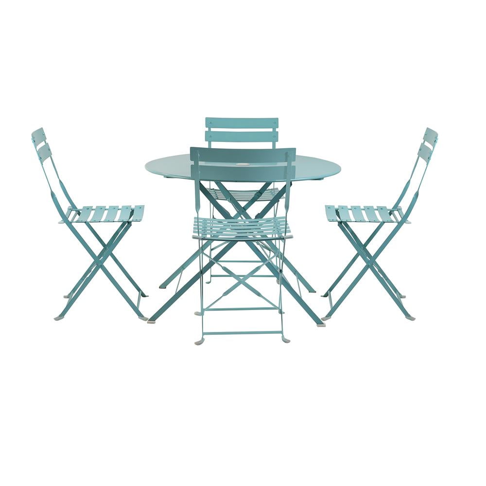Carolina Living Bistro 36" Round Table Outdoor Set - Set of 5 - Teal ...