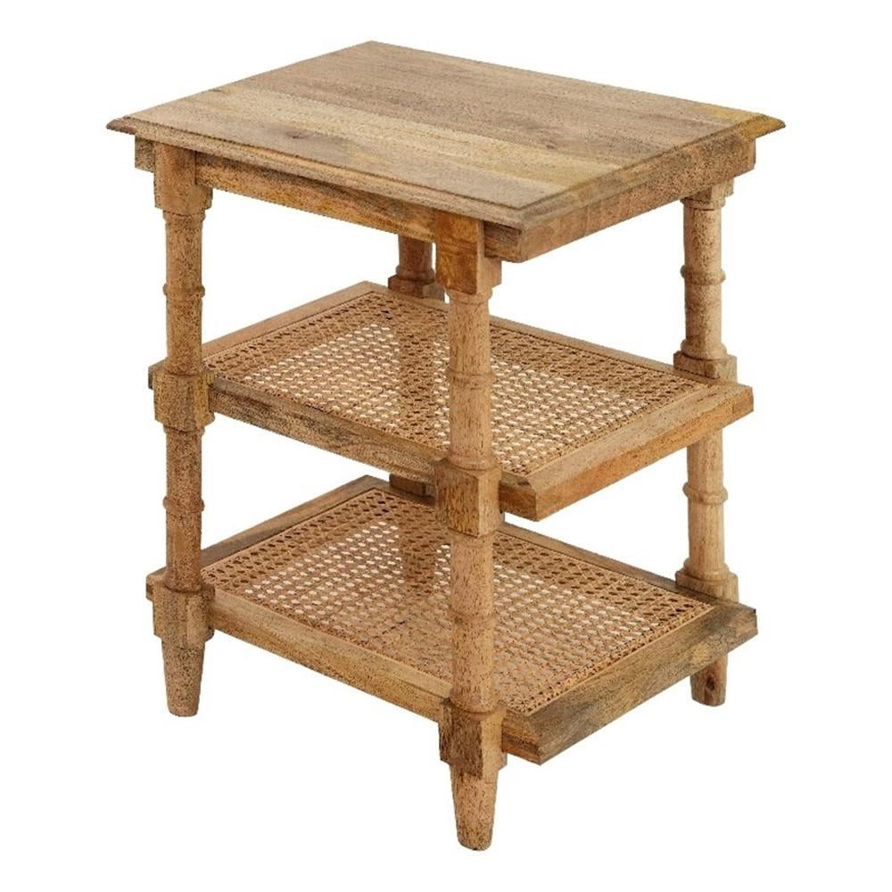 Carolina Classics Chesterfield Wood & Cane Accent Table in Brown ...