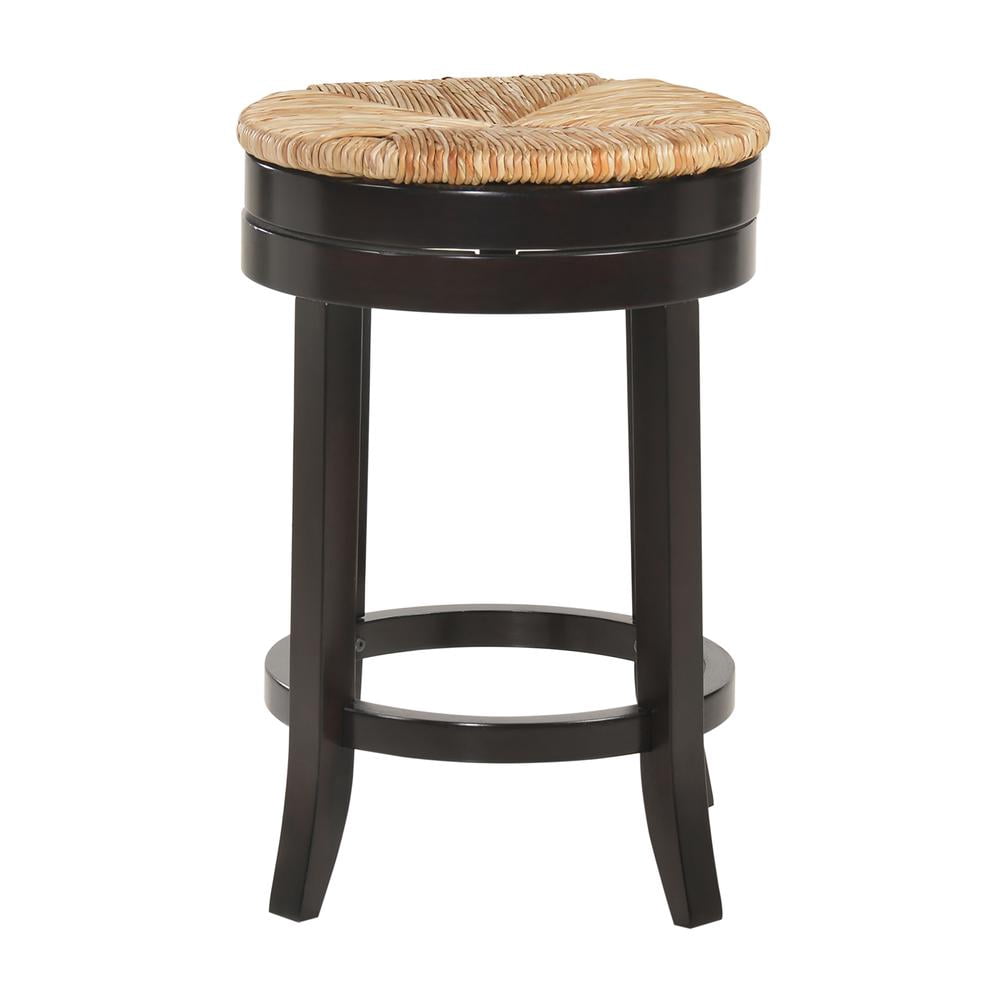 Carolina Classics Irving 24" Swivel Rush Seat Counter Stool in Espresso ...