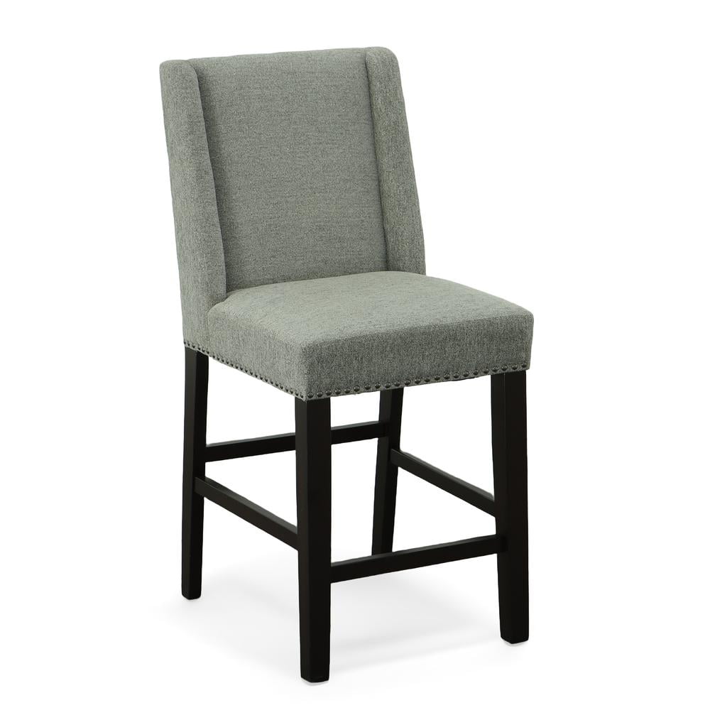 Carolina Classics Laurant Upholstered 24" Wood Counter Stool in Gray ...
