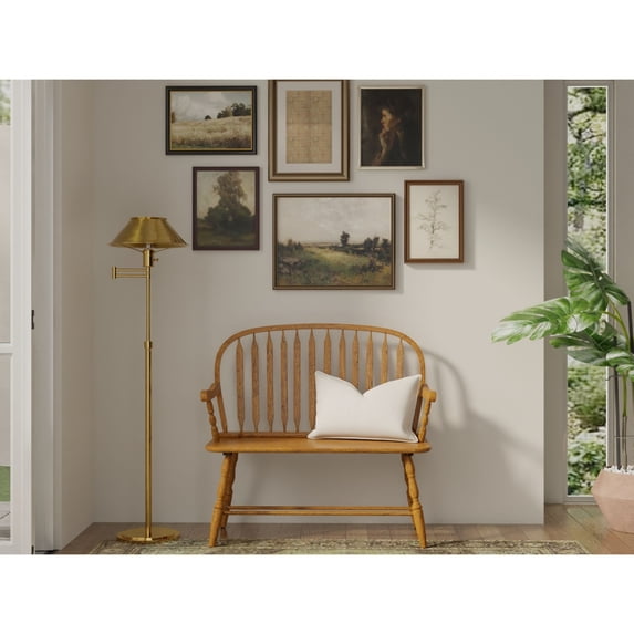 Contemporary Home Living Arched Back Rectangular Bench with Armrest ...
