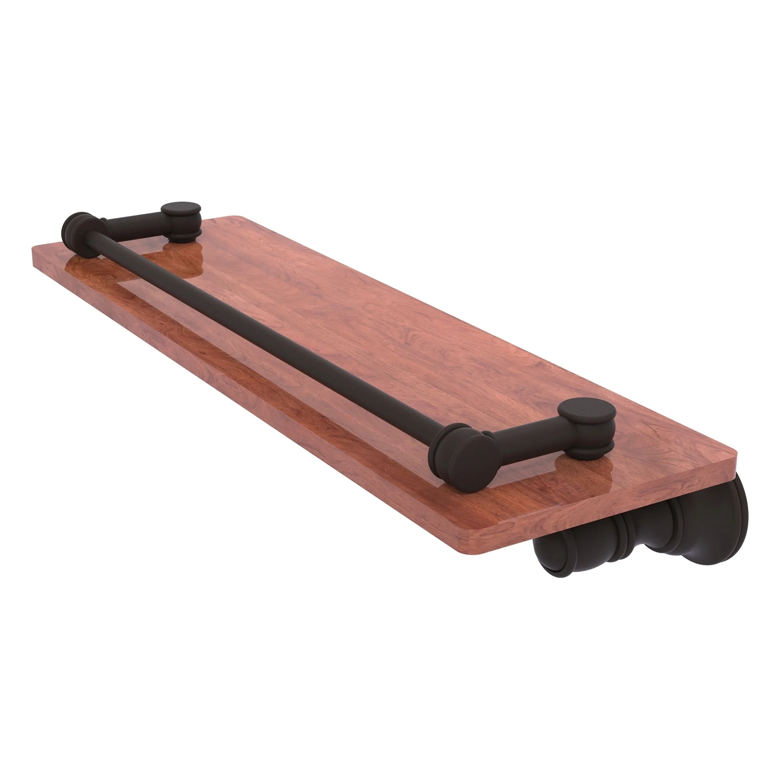 Carolina Collection Wood Shelf with Gallery Rail - Oil Rubbed Bronze ...