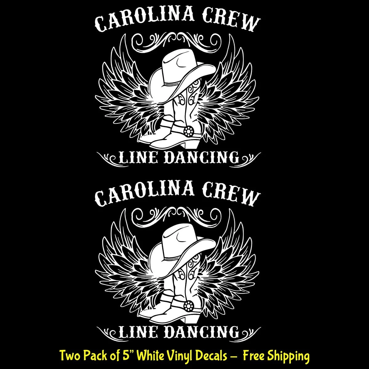 Carolina Crew Line Dancing Graphic Two 5" White Vinyl Decal Car Truck ...