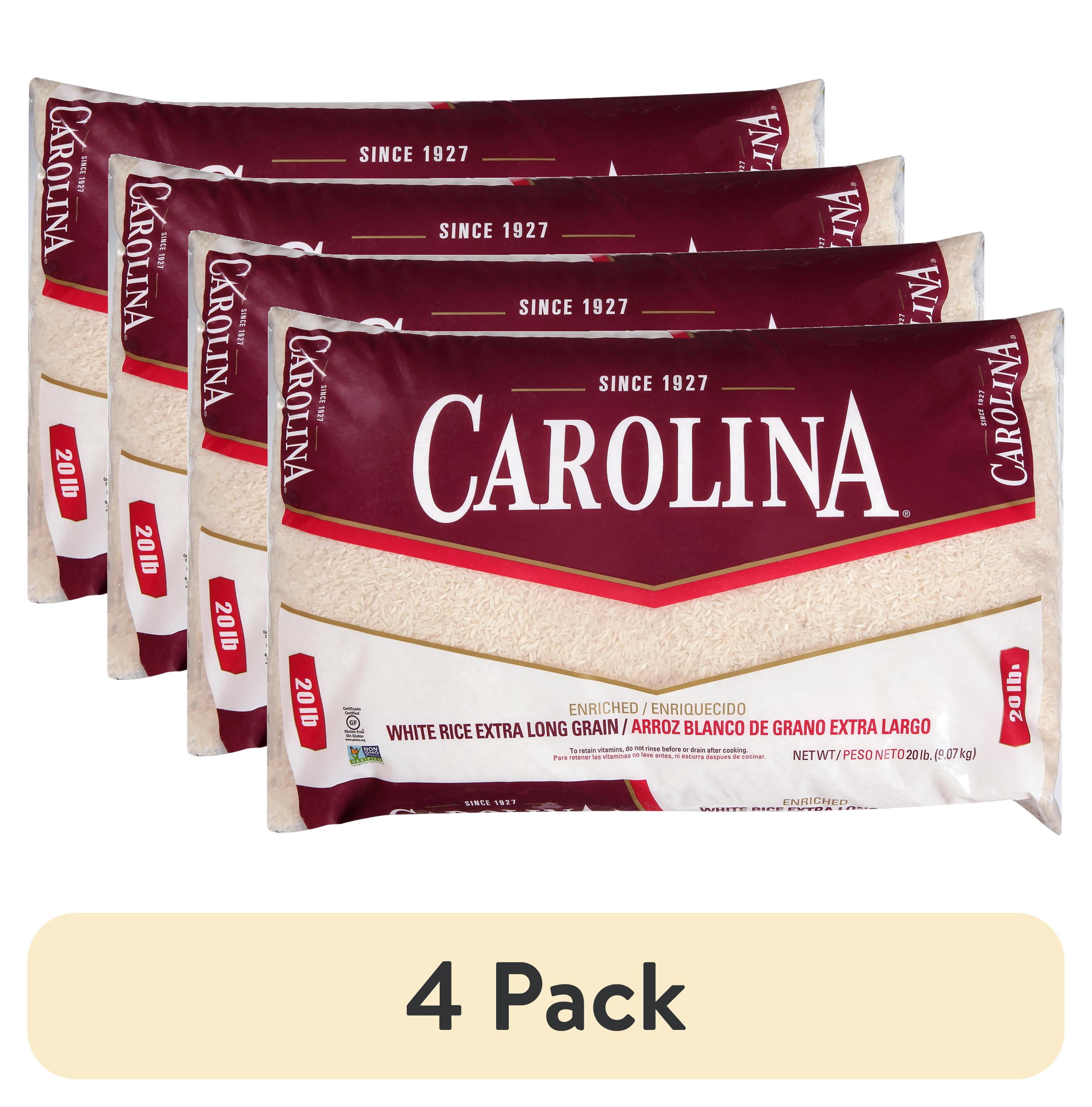 (4 pack) Carolina Enriched White Rice, Extra Long Grain, 20 lb Bag ...