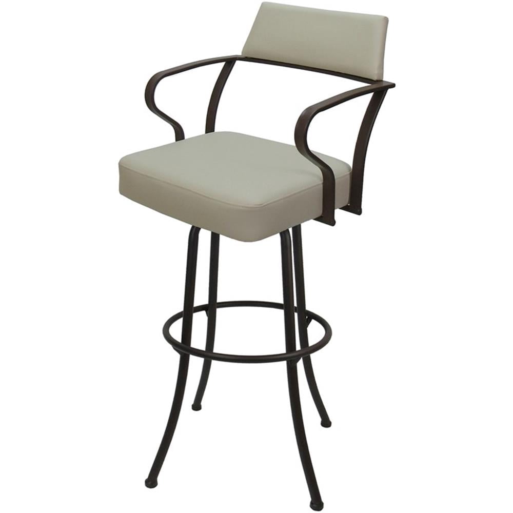 Carolina Extra Tall 34" Swivel Metal Bar Stool - Ocean Beige Vinyl ...