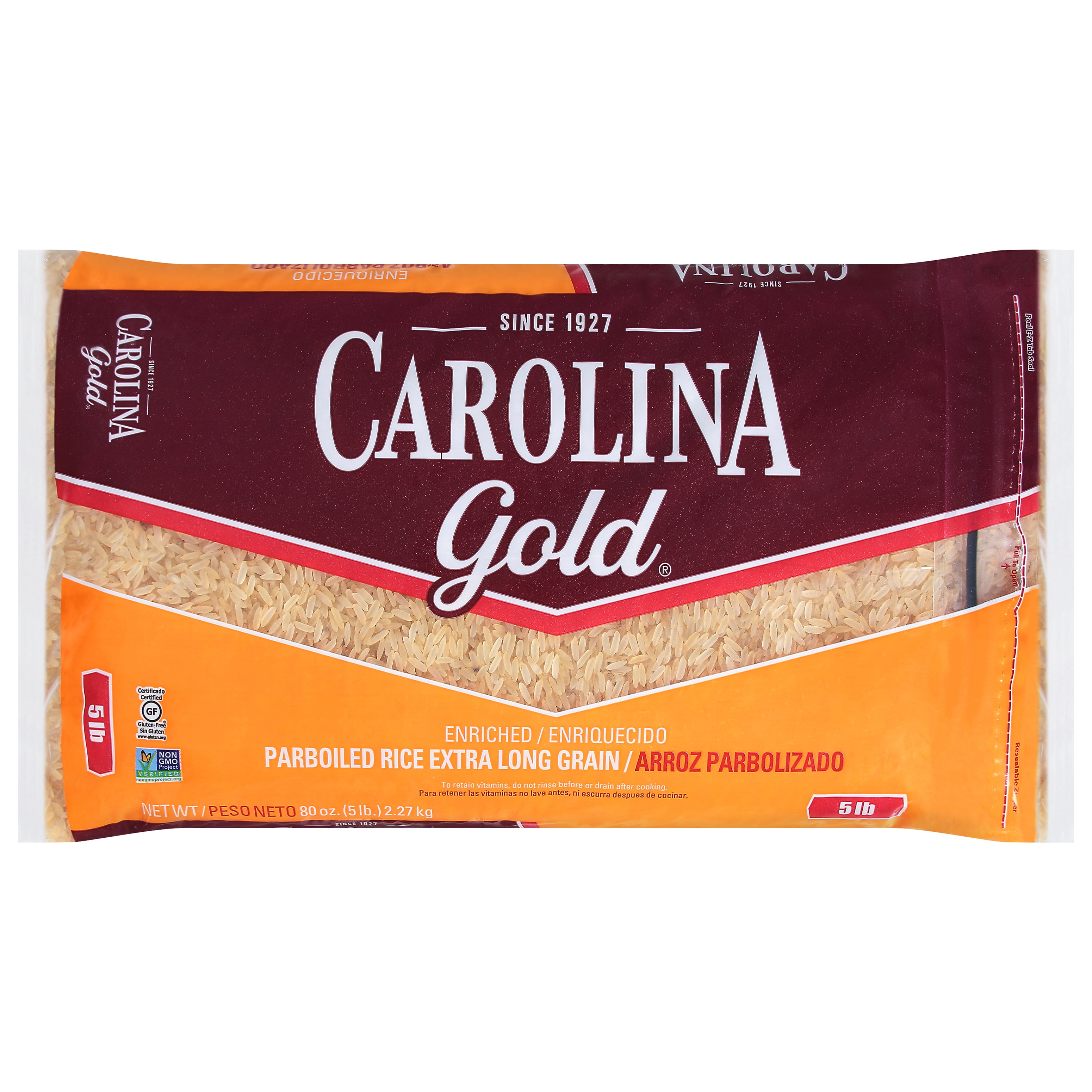 Carolina Gold Enriched Parboiled Rice, Extra Long Grain, 5 lb Bag ...