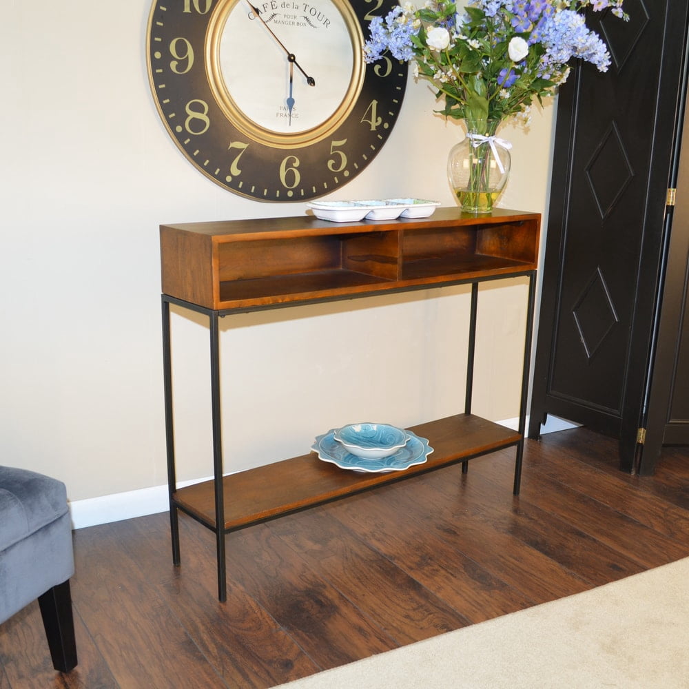 Carolina Living Brown Wood/Metal Ingrid Console Chestnut / Black ...