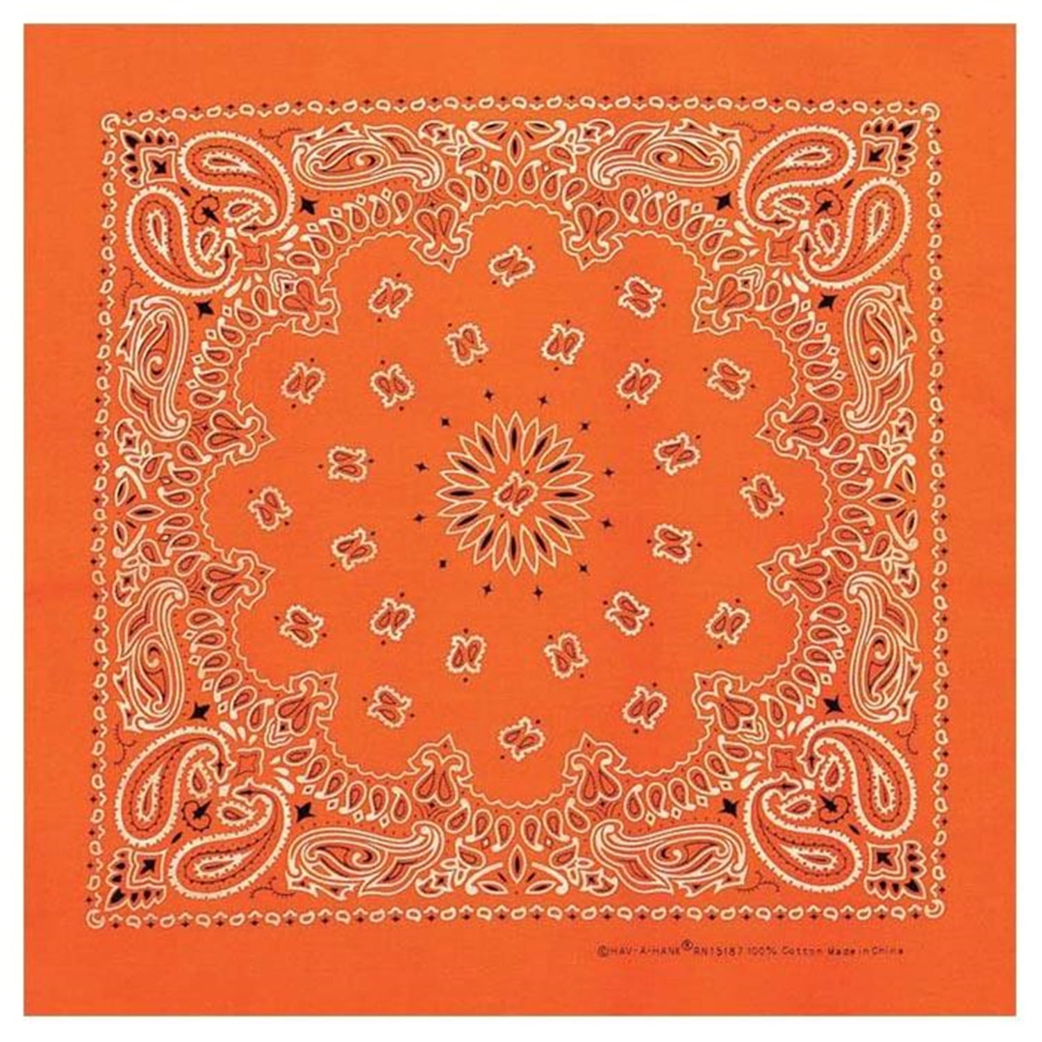 Carolina Manuf Neon Paisley Bandana - Orange Bandana with UPC - Stylish ...