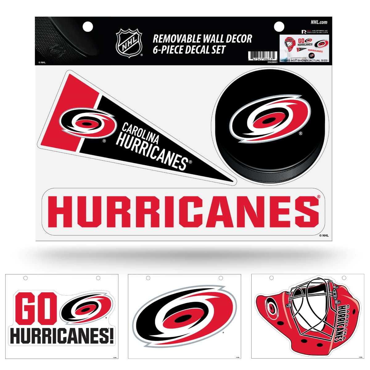 Carolina NHL Hurricanes Set of 6 Removable Wall Decal Stickers ...