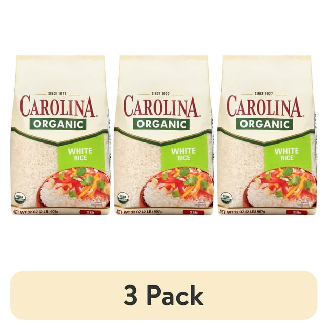 (3 pack) Carolina Organic White Rice, Long Grain, Gluten-Free, Non-GMO ...