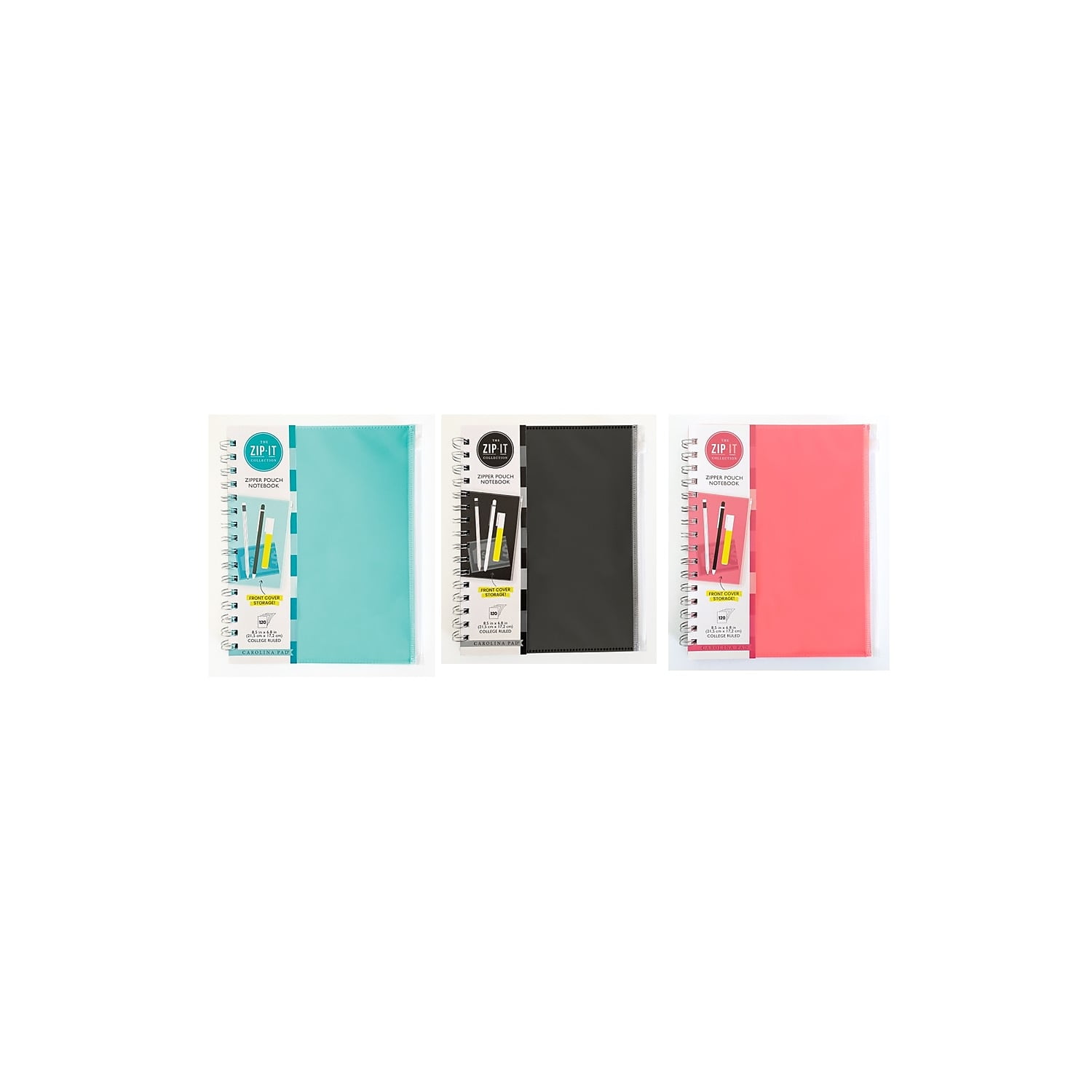 Carolina Pad Zip-It Professional Notebooks 7" x 8.75" College Ruled 120 ...