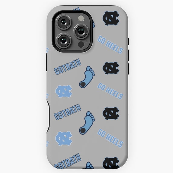 Carolina Pattern UNC Tar Heels Blue Phone Case for iPhone 16 15 14 13 ...