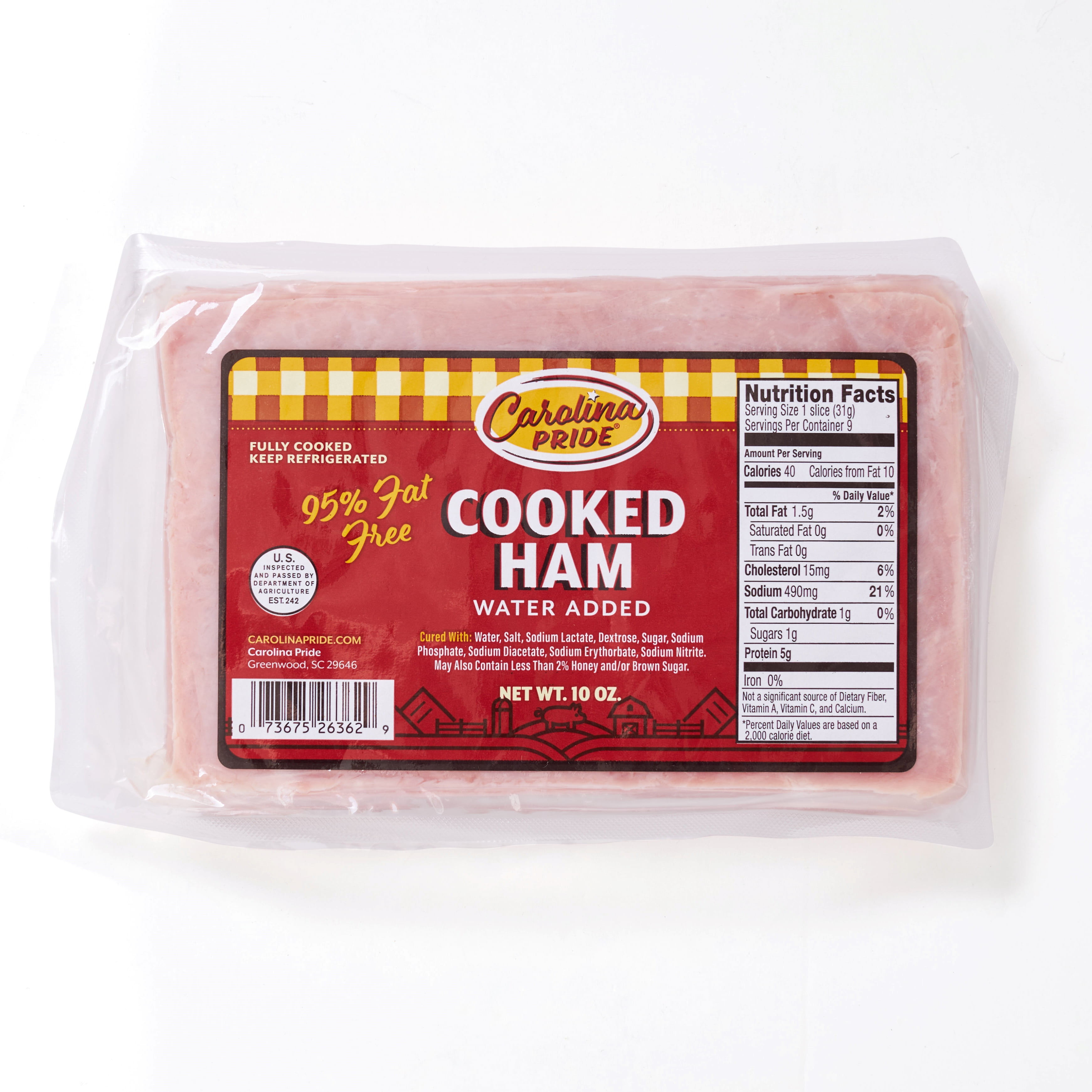 Carolina Pride Cooked Ham, Water Added, 10 oz – Fully Cooked ...