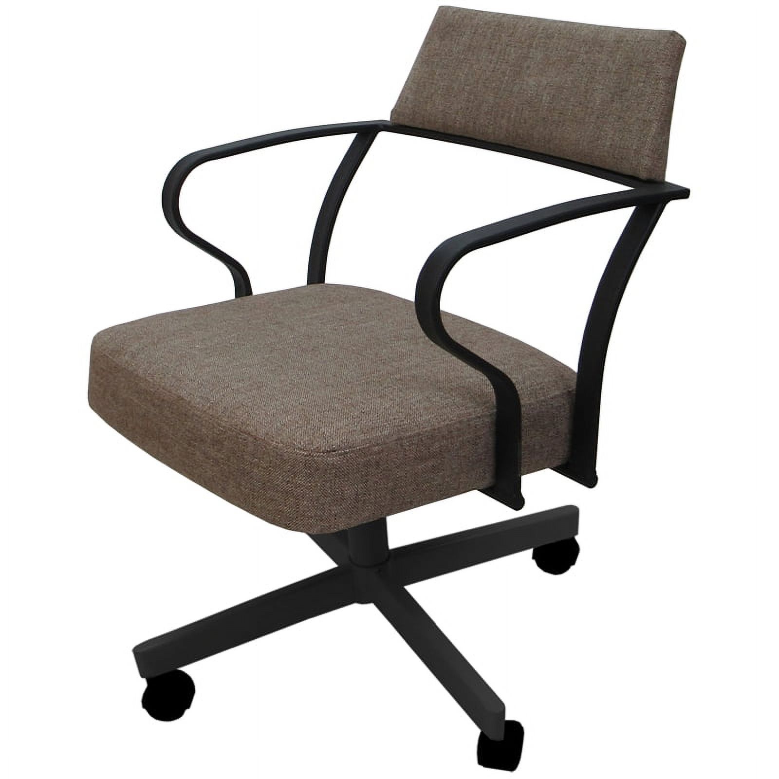 Carolina Swivel Tilt Metal Dining Caster Chair - Basin Beige Fabric ...