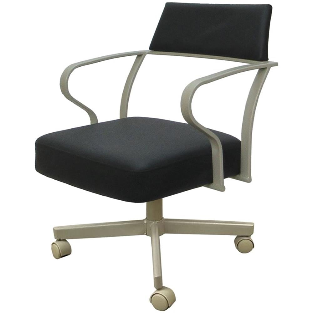 Carolina Swivel Tilt Metal Dining Caster Chair - Gray Vinyl - Beige ...