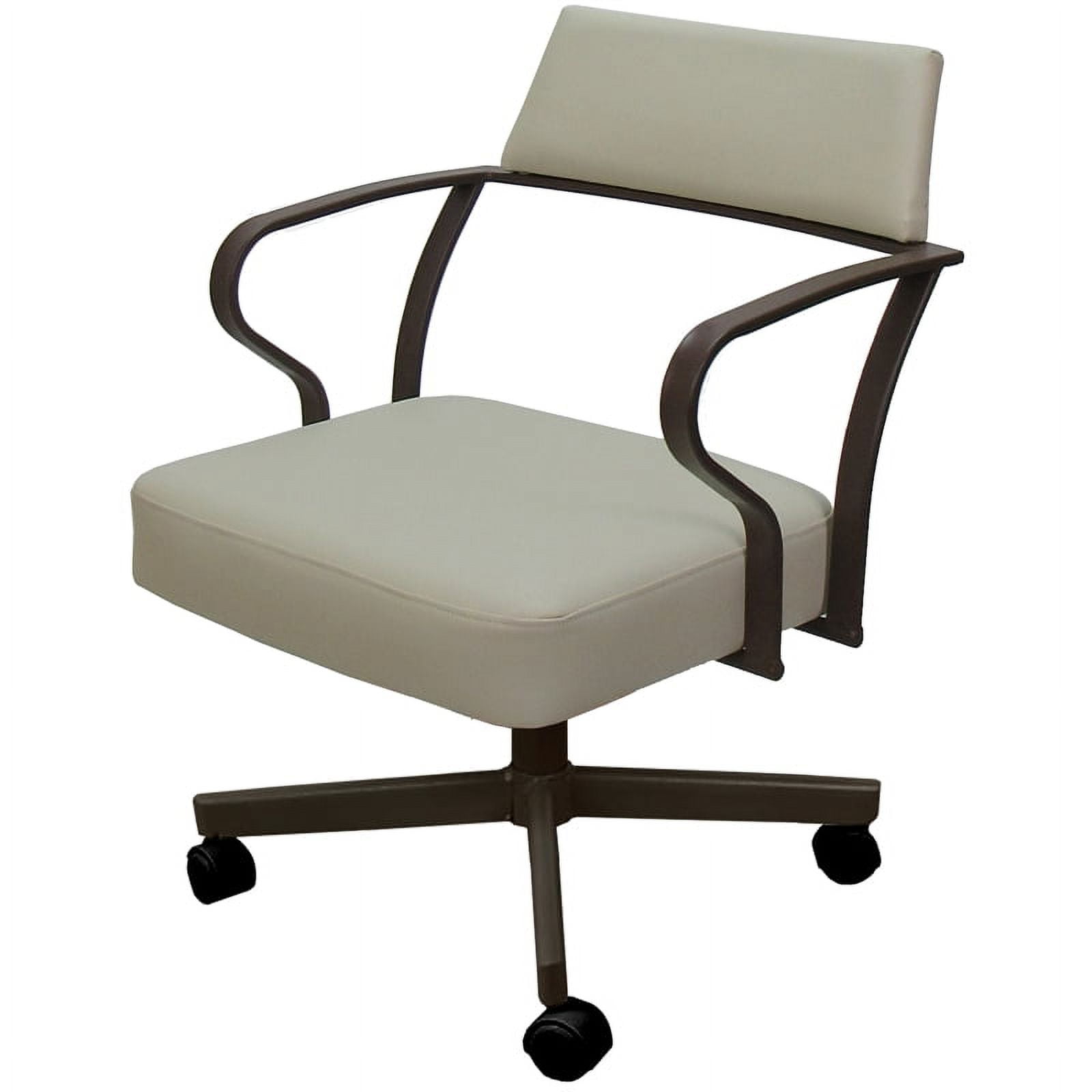 Carolina Swivel Tilt Metal Dining Caster Chair - Ocean Beige Vinyl ...