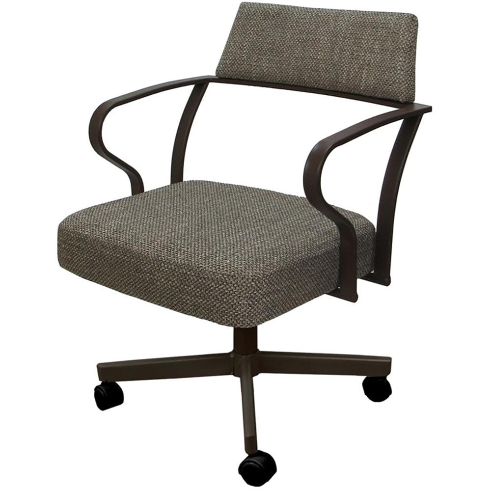 Carolina Swivel Tilt Metal Dining Caster Chair - Plumley Cocoa Fabric ...