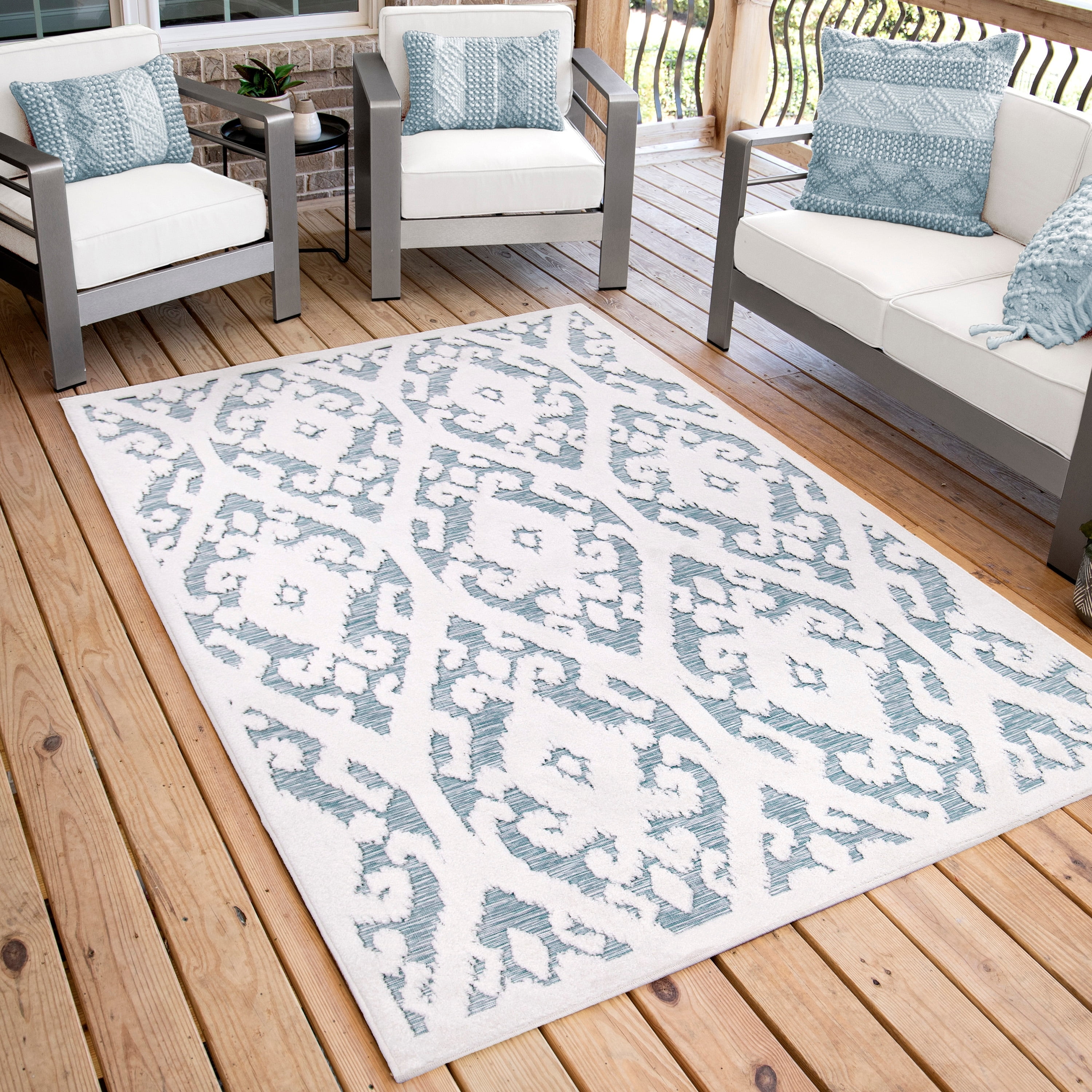 Carolina Weavers Boucle Toscana Ikat High Low Indoor Outdoor Area Rug 5 ...