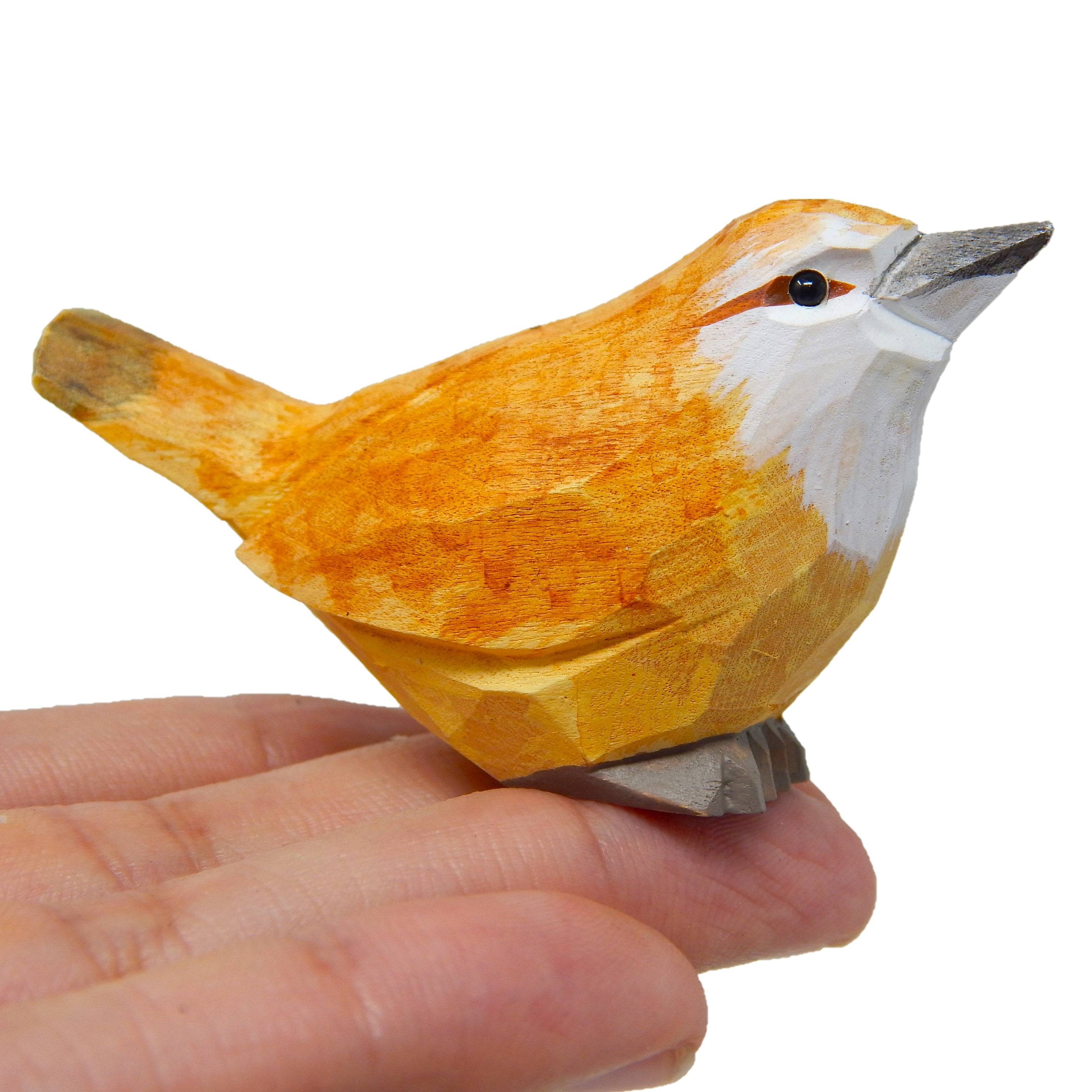 Carolina Wren Wood Figurine Statue Common Bird Miniature Handmade Art ...