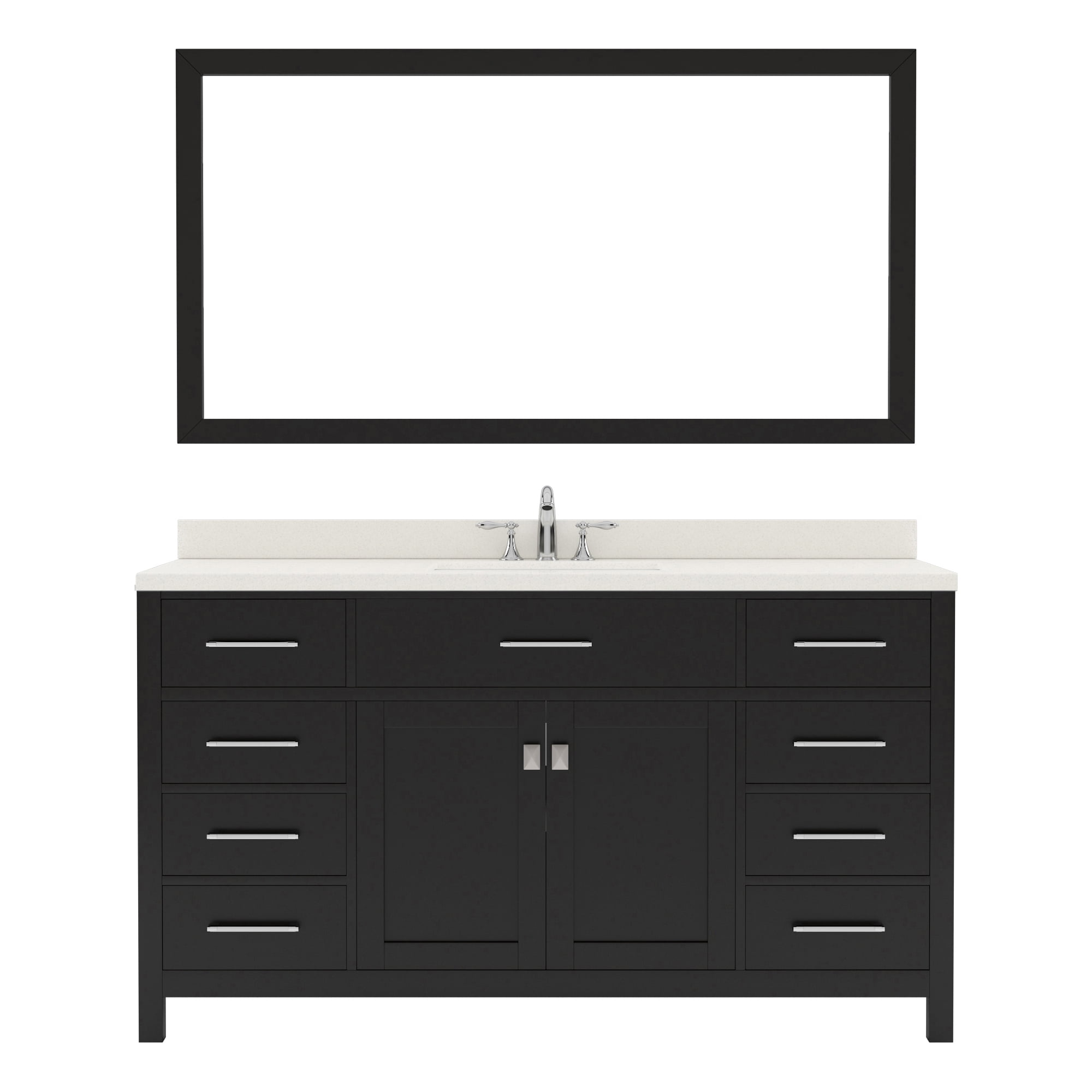Caroline 60" Single Bath Vanity in Espresso with White Quartz Top and ...