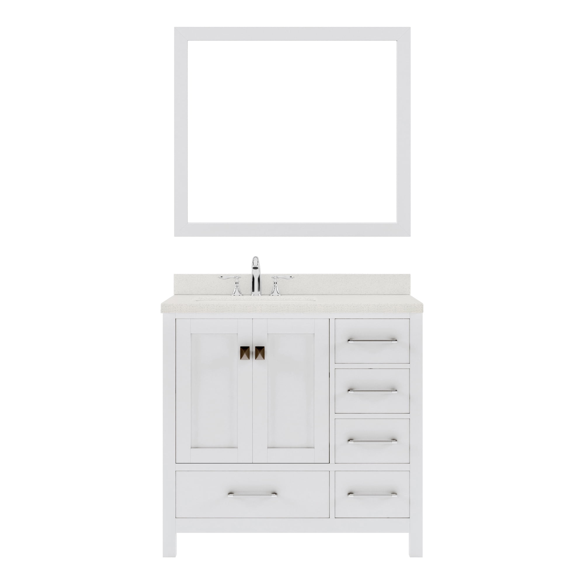 Caroline Avenue 36" Single Bath Vanity in White with White Quartz Top ...