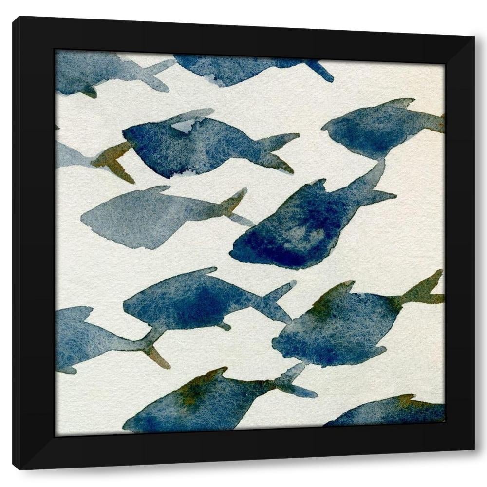Emma Caroline 12x12 Black Modern Wood Framed Wall Art Titled - Fish ...