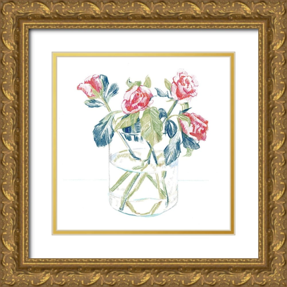 Caroline, Emma 12x12 Gold Ornate Wood Framed With Double Matting Museum
