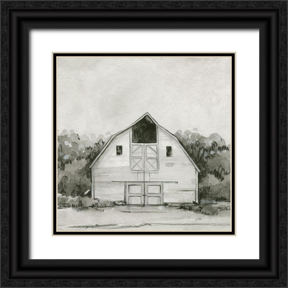 Caroline, Emma 26x26 Black Ornate Wood Framed with Double Matting ...