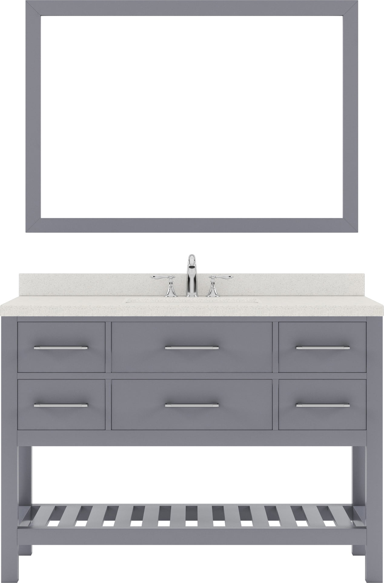 Caroline Estate 48" Single Bath Vanity in Gray with White Quartz Top ...