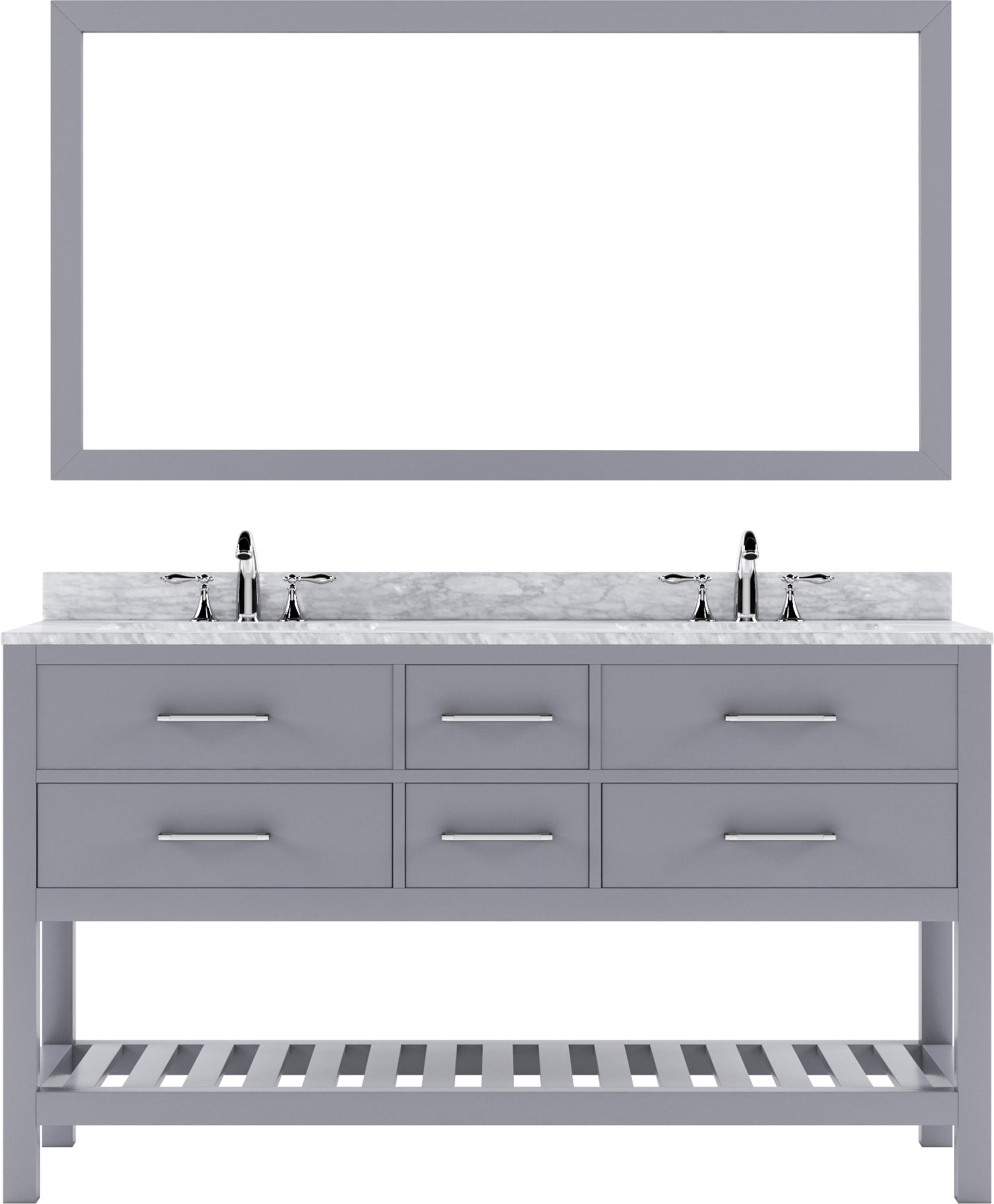 Caroline Estate 60" Double Bath Vanity in Gray with White Marble Top ...