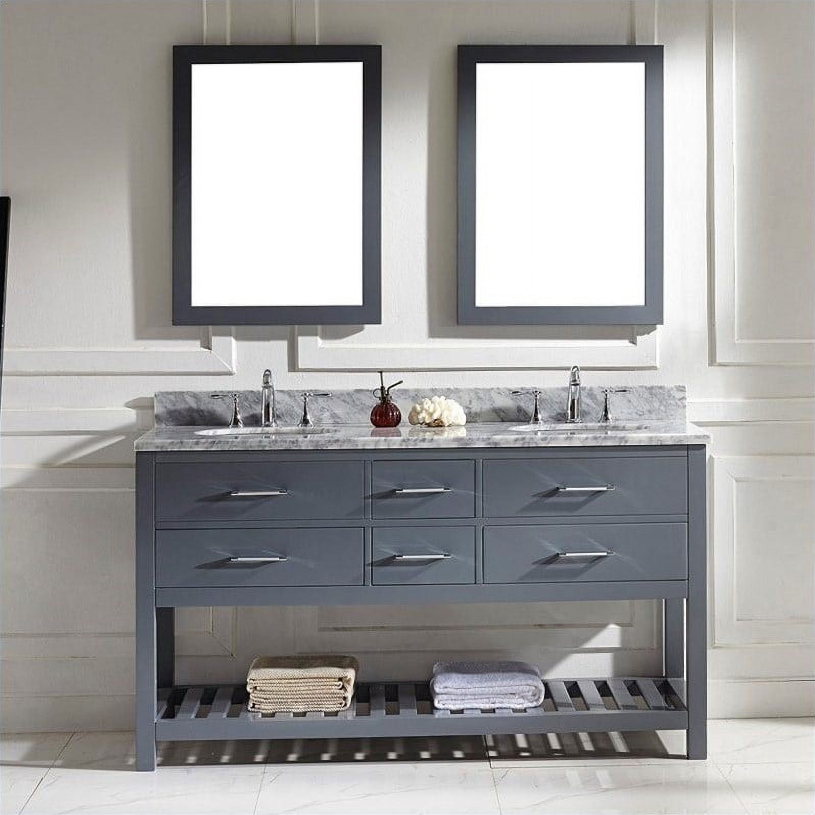 Caroline Estate 60" Double Bath Vanity in Gray with White Marble Top ...
