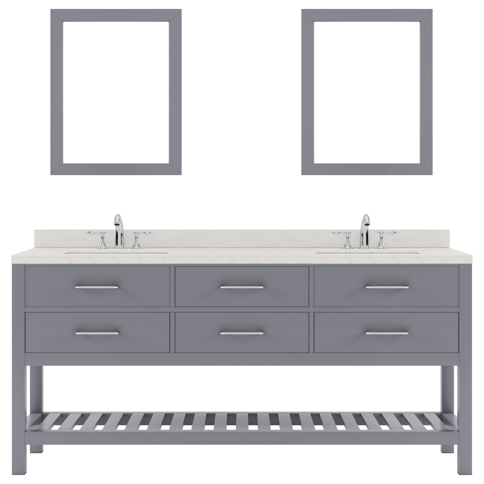 Caroline Estate 72" Double Bath Vanity in Gray with White Quartz Top ...