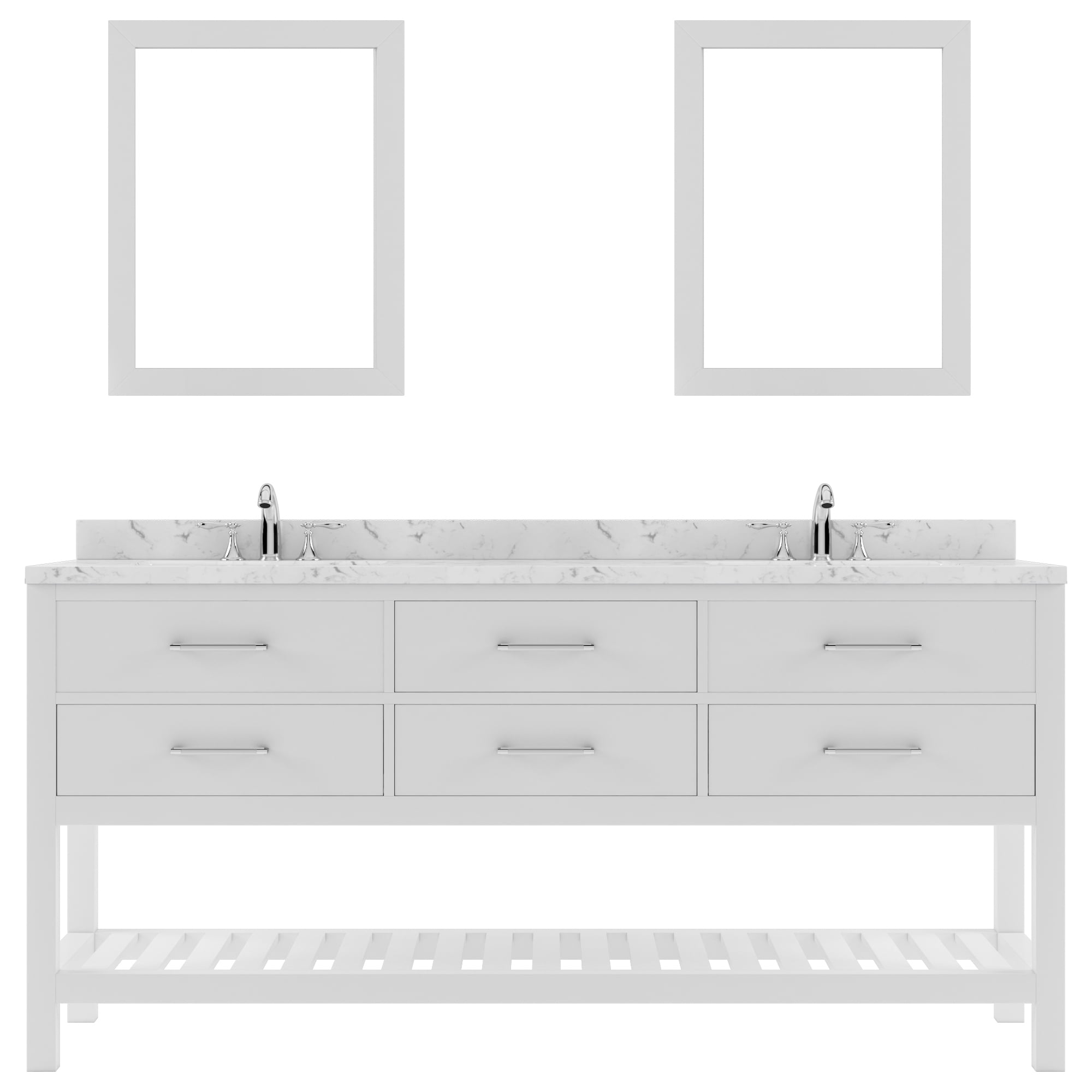 Caroline Estate 72" Double Bath Vanity in White with Cultured Marble ...