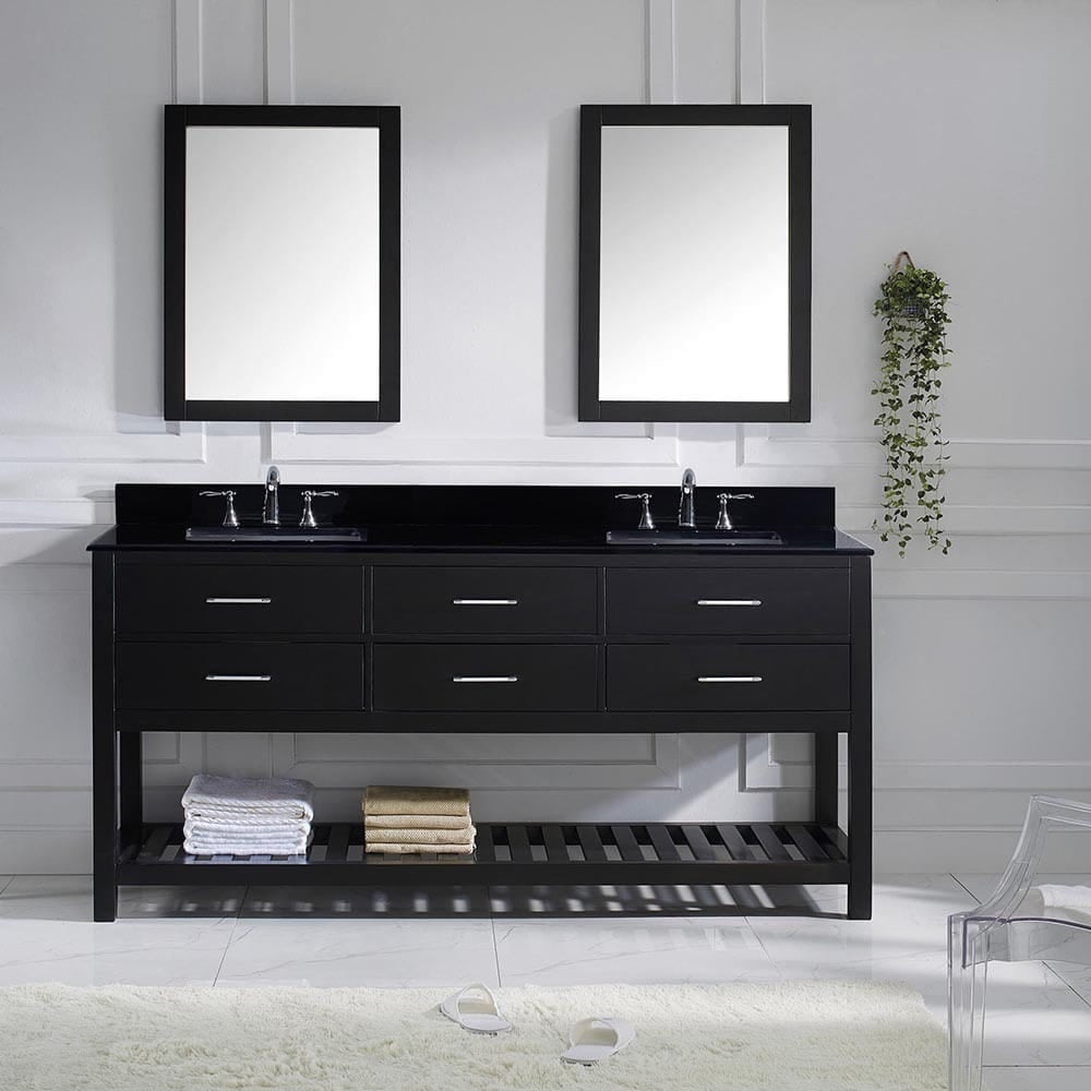 Caroline Estate 72-inch Double Vanity Black Granite Top with Mirror ...