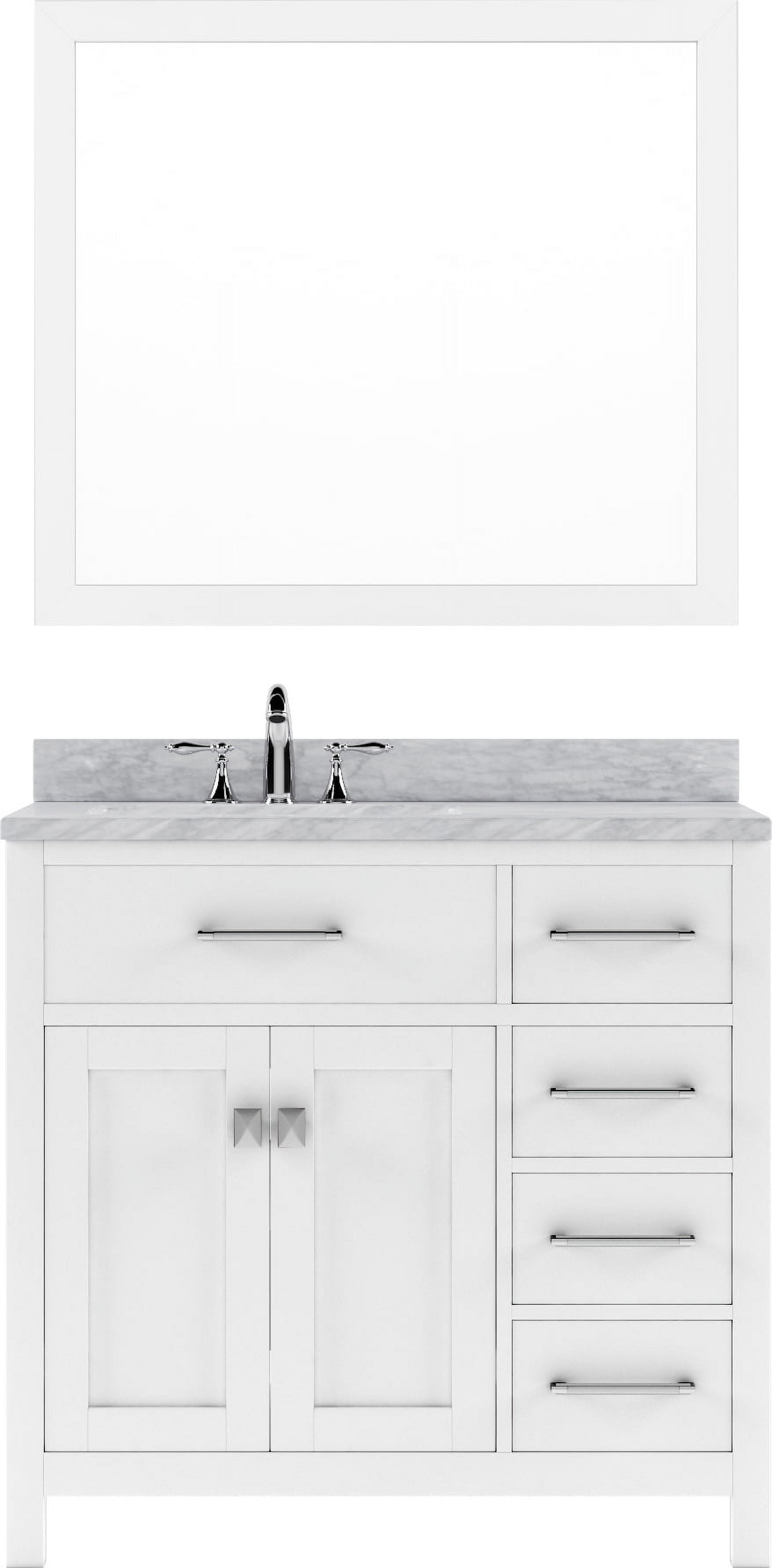 Caroline Parkway 36" Single Bath Vanity in White with White Marble Top ...