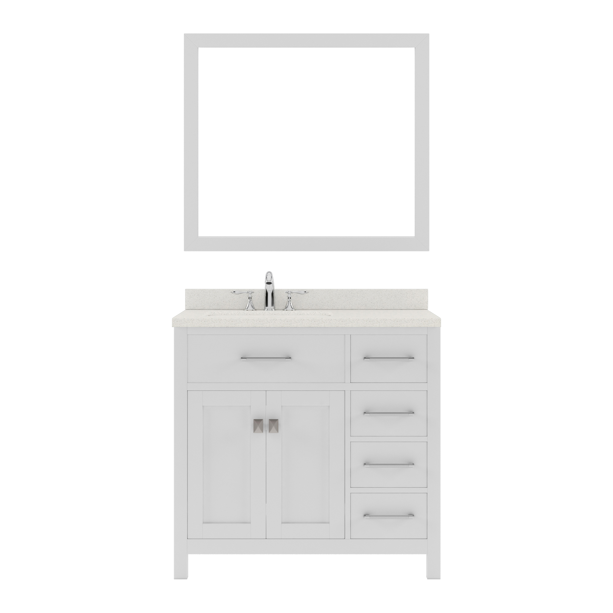 Caroline Parkway 36" Single Bath Vanity in White with White Quartz Top ...