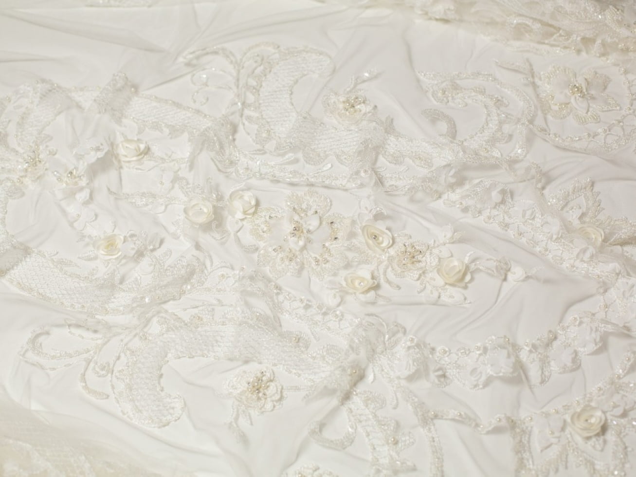Caroline Vintage Style Placement Lace Couture Bridal Lace Dress Fabric ...