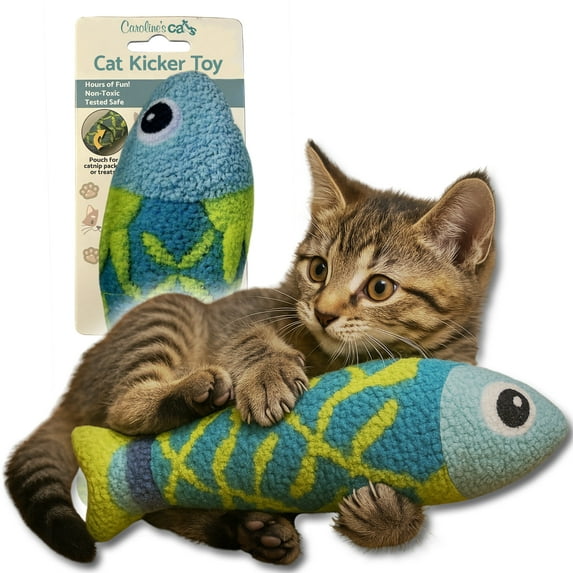 Caroline's Cats Refillable Catnip Pouch Cat Kicker Toys with Crinkle ...