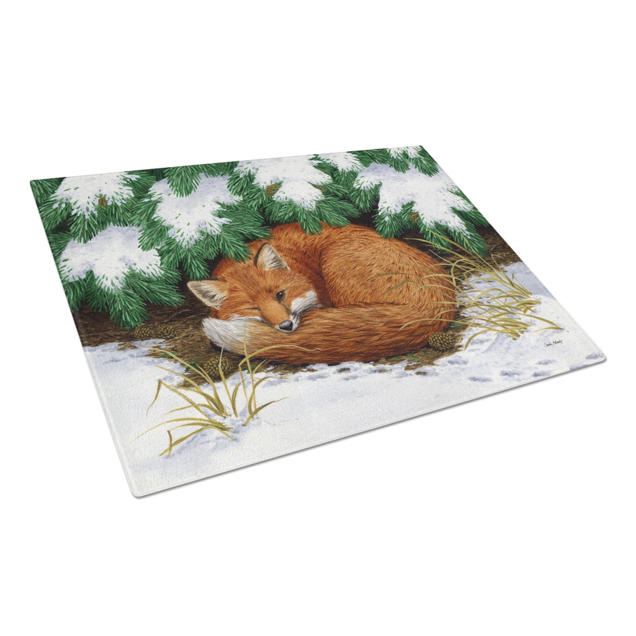 Caroline's Treasures ASA2185LCB Naptime Fox Glass Cutting Board Large ...