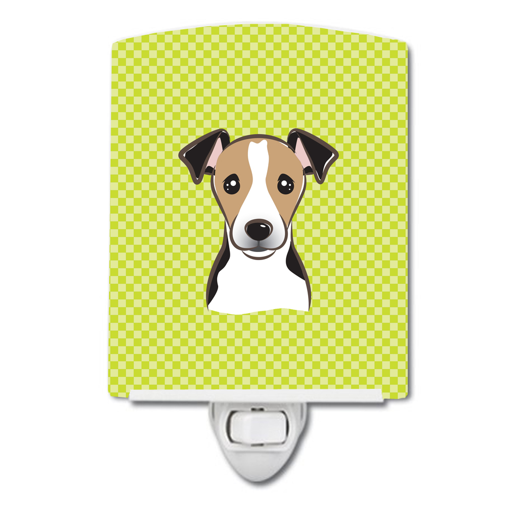 Caroline's Treasures BB1323CNL Checkerboard Lime Green Jack Russell ...